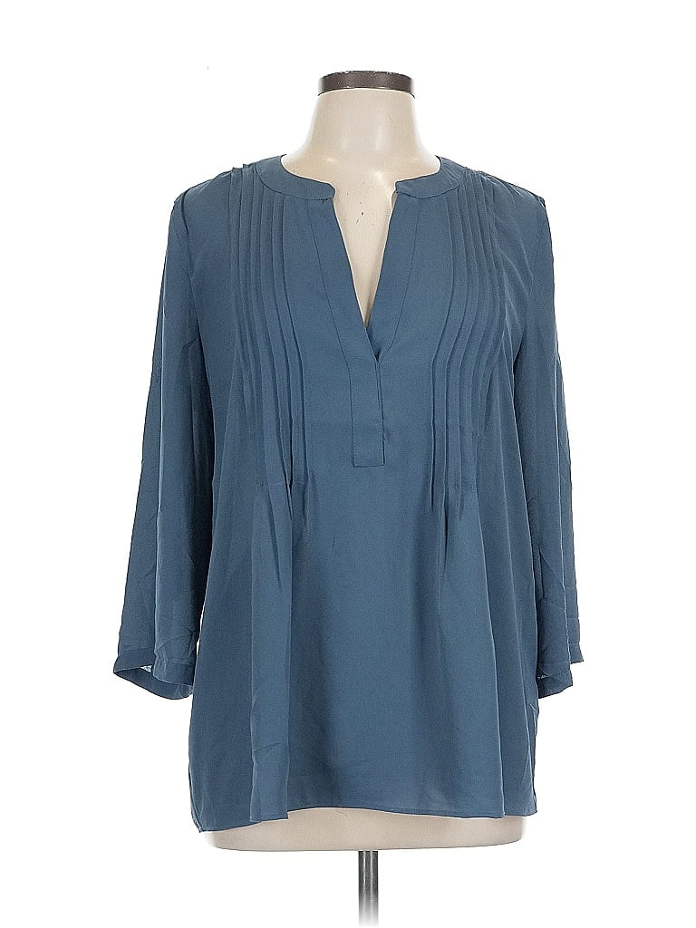 Joan Vass 100% Polyester Blue 3/4 Sleeve Blouse Size L - 78% off | ThredUp