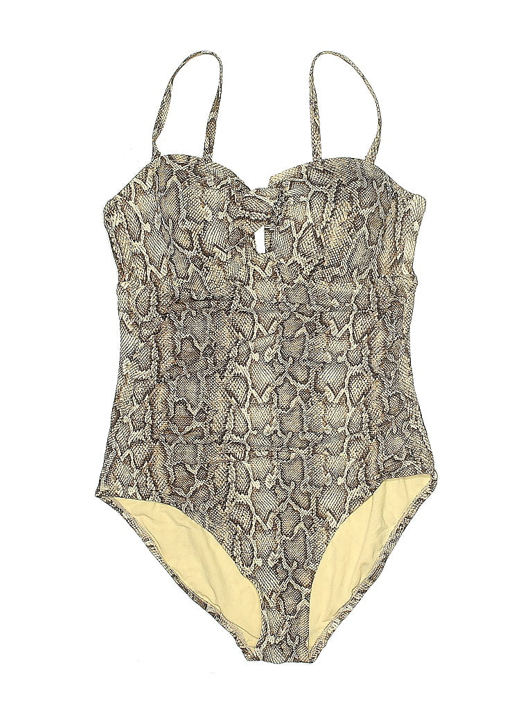 Kona Sol 100% Polyester Animal Print Tan One Piece Swimsuit Size L - 34 ...