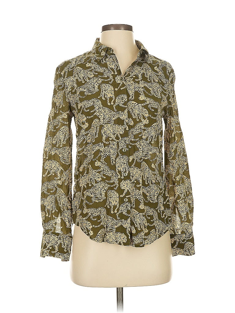 Paris Atelier & Other Stories 100% Silk Paisley Green Long Sleeve Silk ...