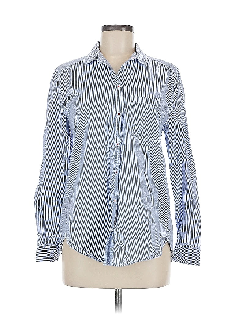 BeachLunchLounge 100% Cotton Houndstooth Blue Long Sleeve Button-Down Shirt Size M - 66% off ...