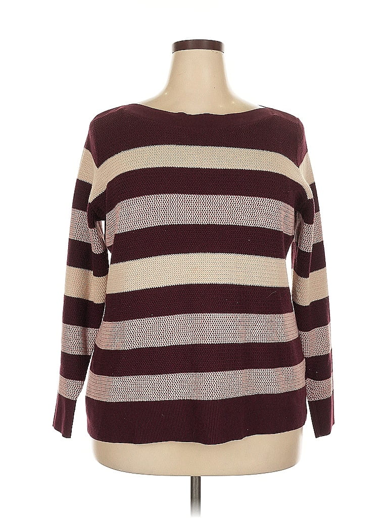 Market and Spruce Stripes Burgundy Pullover Sweater Size 2X - 68% off ...