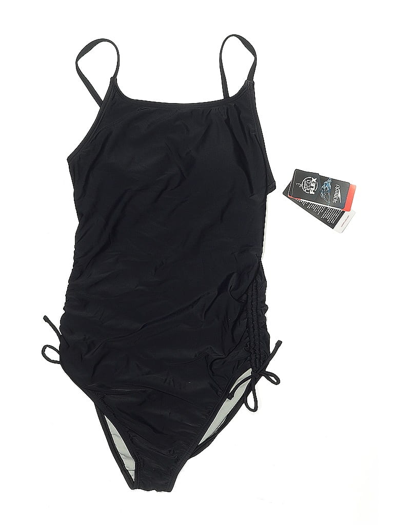 Speedo Solid Black One Piece Swimsuit Size 8 - 46% off | ThredUp