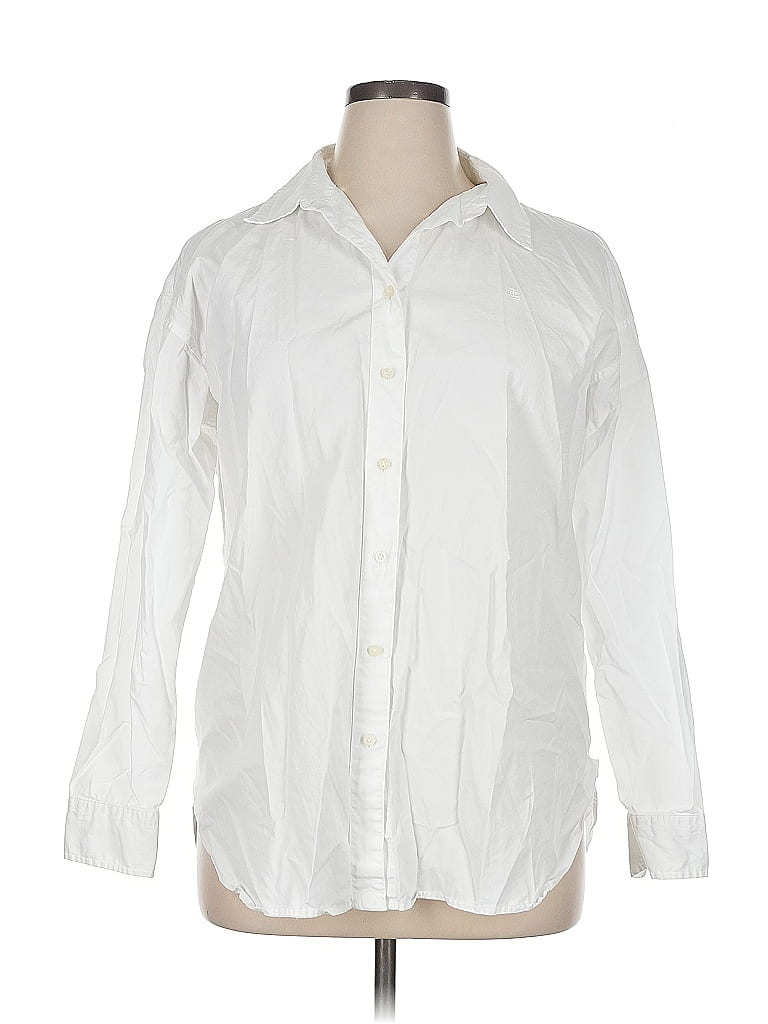 Lauren by Ralph Lauren 100% Cotton Solid White Long Sleeve Button-Down Shirt Size XL - 70% off ...