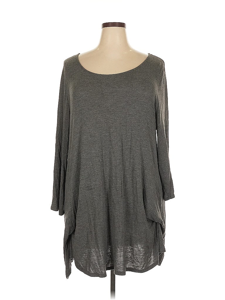 42 Pops Gray 3/4 Sleeve Top Size 2X - 62% off | ThredUp