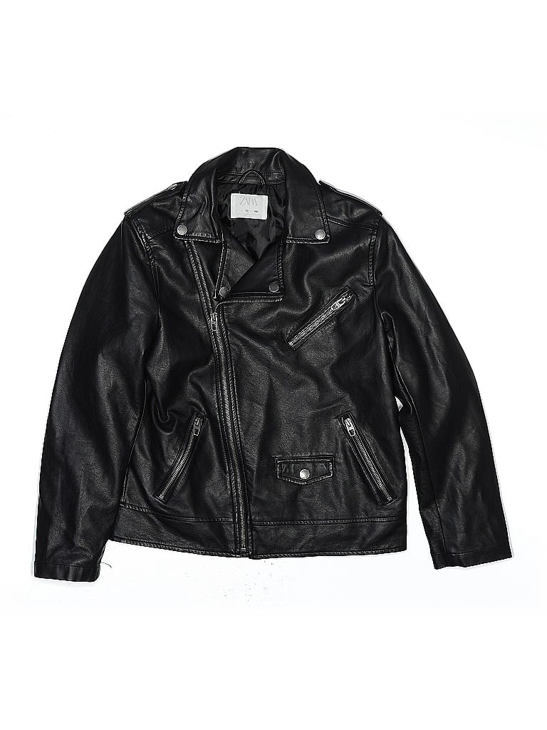 Zara 100% Polyurethane Black Faux Leather Jacket Size 10 - 57% off ...