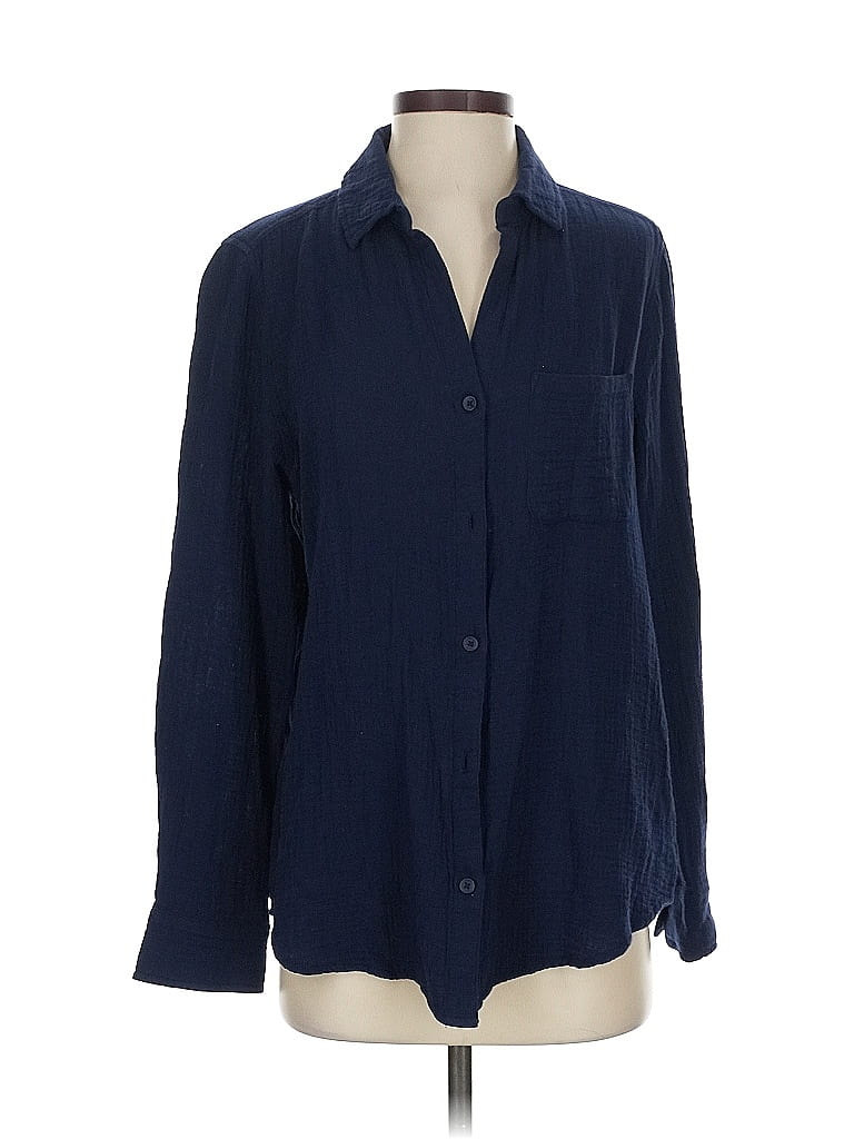 BeachLunchLounge 100% Cotton Blue Long Sleeve Button-Down Shirt Size S - 73% off | ThredUp