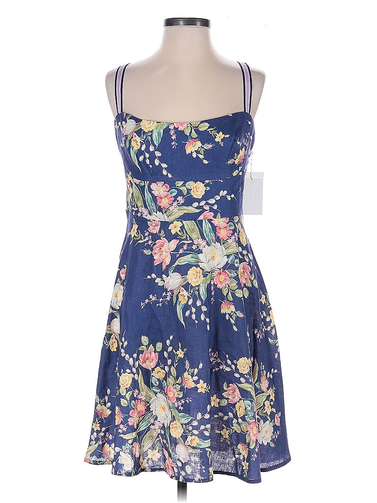 Zimmermann 100% Linen Floral Blue Casual Dress Size 10 - 20% off | ThredUp