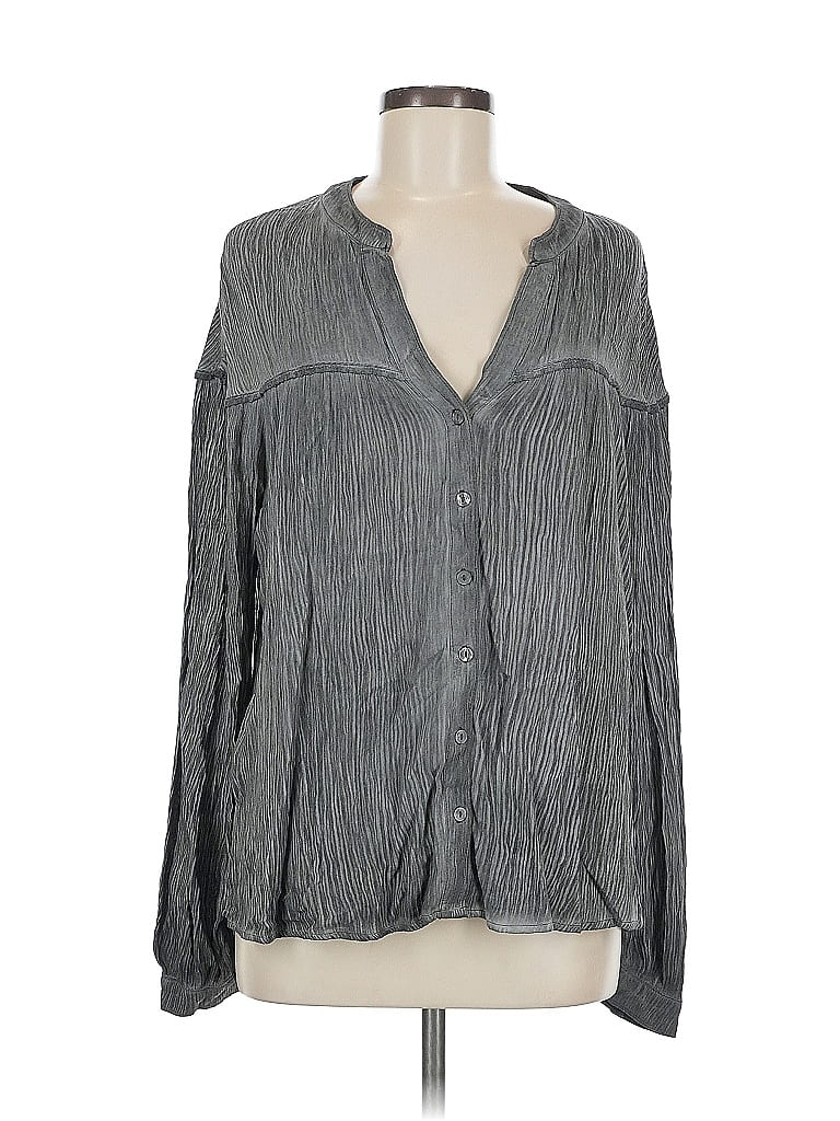 Knox Rose 100% Rayon Gray Long Sleeve Blouse Size M - 24% off | ThredUp