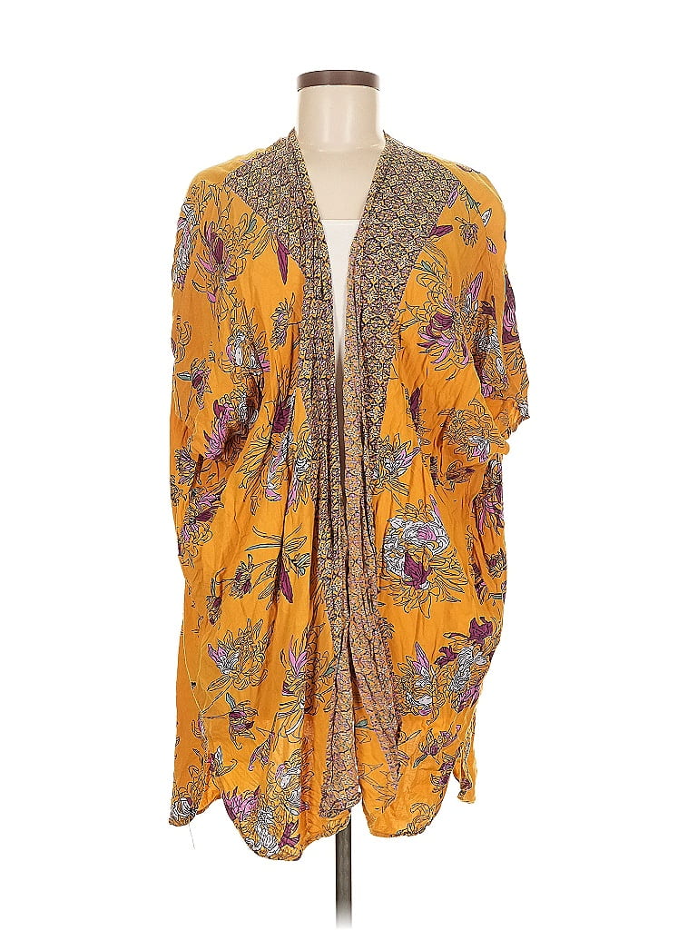 Angie Yellow Orange Kimono Size M - 50% off | ThredUp