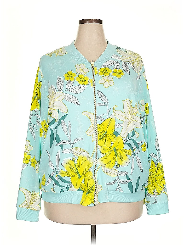 IMAN Tropical Floral Blue Jacket Size 2X - 66% off | ThredUp