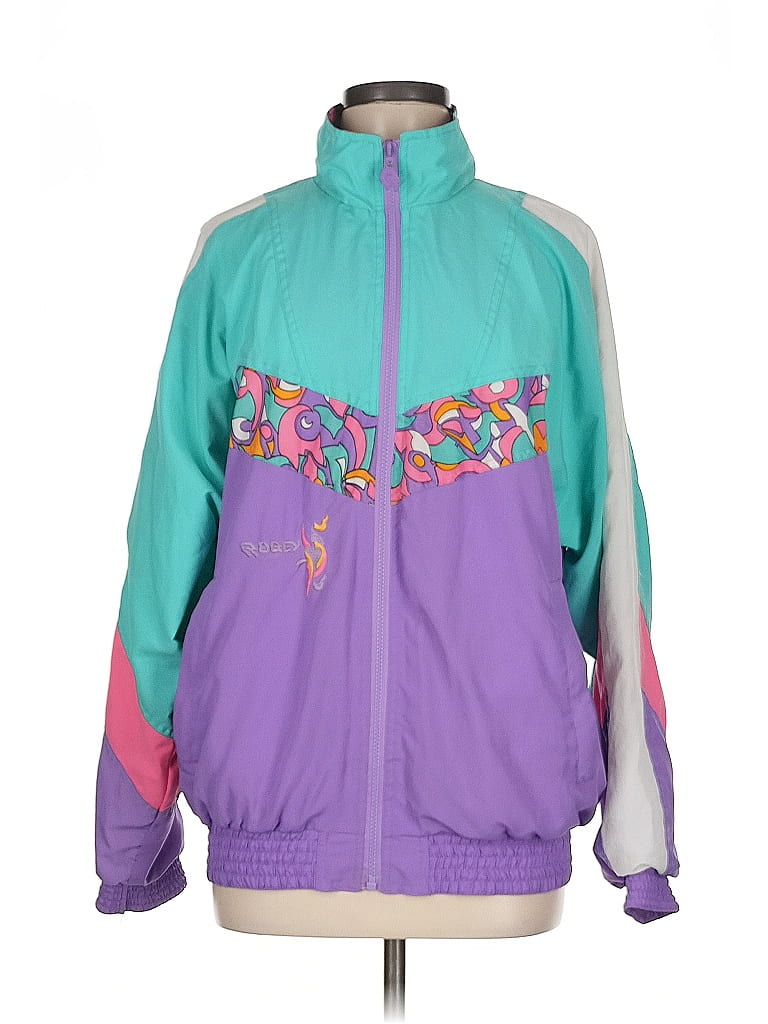 Assorted Brands 100% Polyester Color Block Purple Track Jacket Size M ...