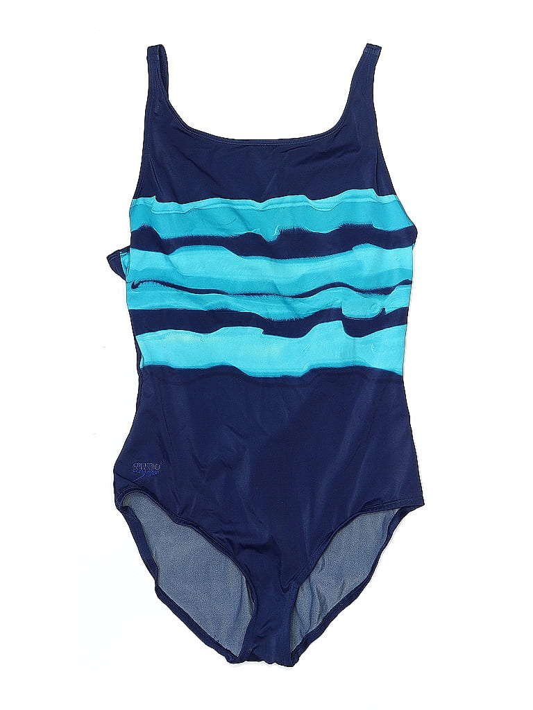 Speedo Stripes Blue One Piece Swimsuit Size 14 - 31% off | ThredUp