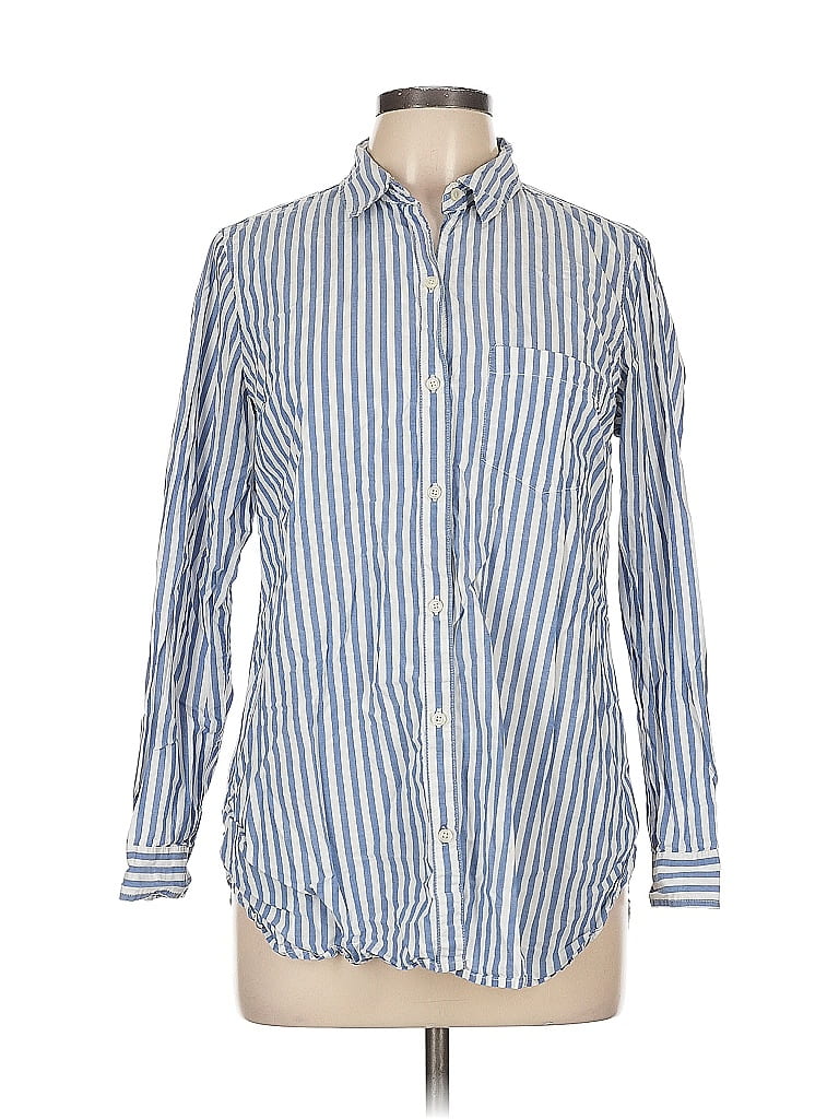 Old Navy 100% Cotton Stripes Blue Long Sleeve Button-Down Shirt Size L - 47% off | ThredUp