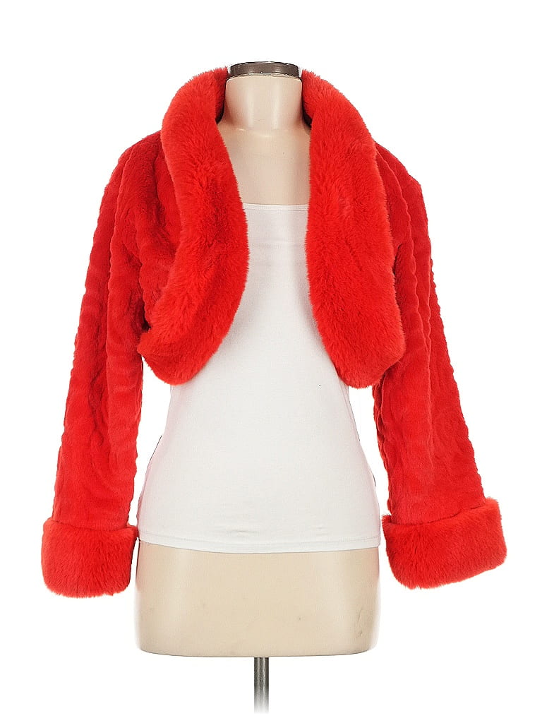 Assorted Brands Red Faux Fur Jacket Size M - 53% off | ThredUp