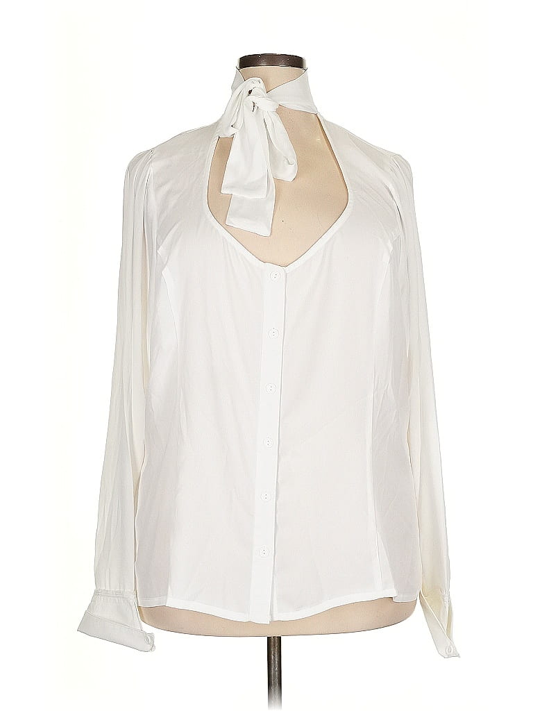Unique Vintage 100% Polyester Ivory Long Sleeve Blouse Size 2X - 59% ...