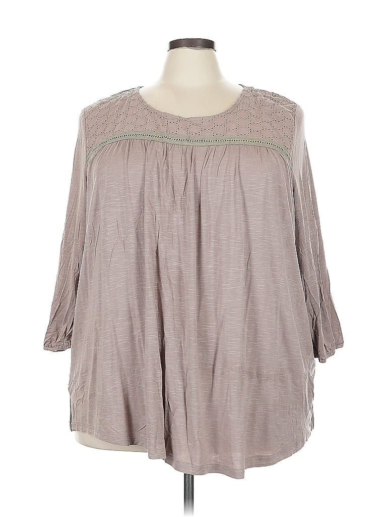 Suzanne Betro Gray 3/4 Sleeve Blouse Size 4X - 73% off | ThredUp