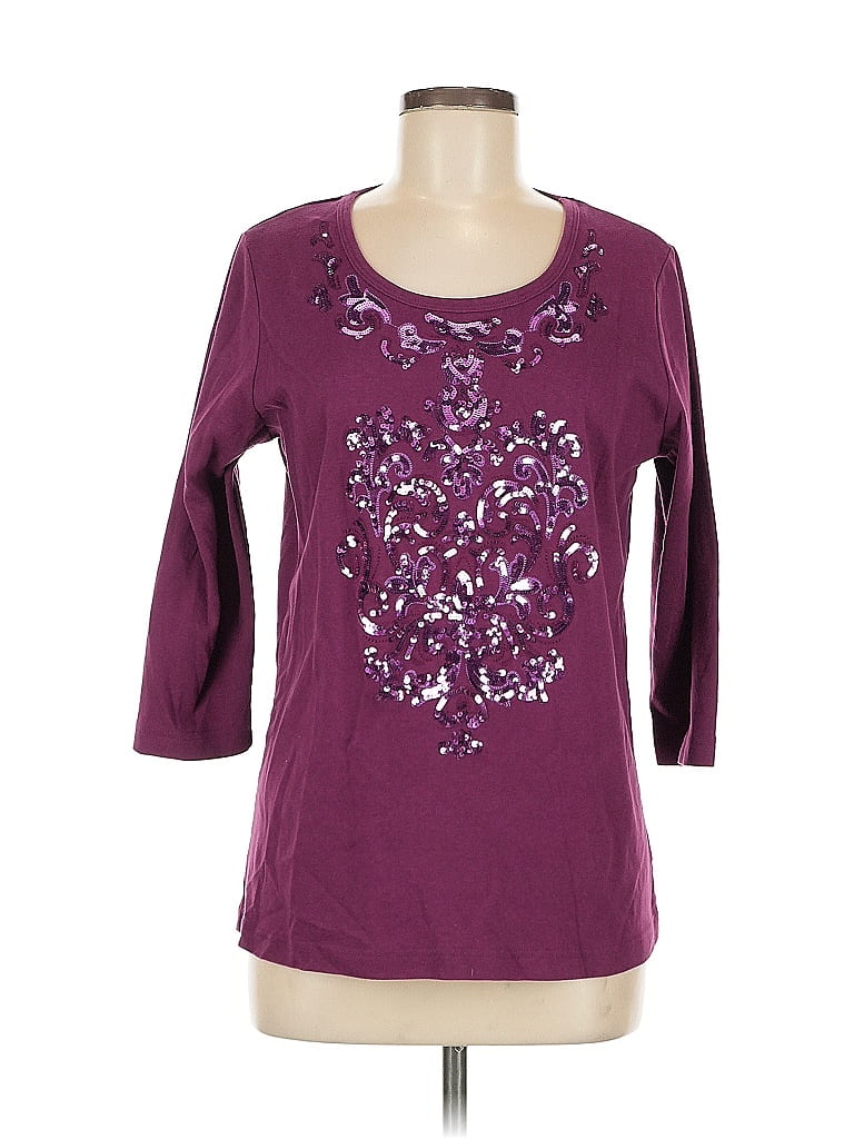 Quacker Factory Purple 3/4 Sleeve T-Shirt Size M - 68% off | ThredUp