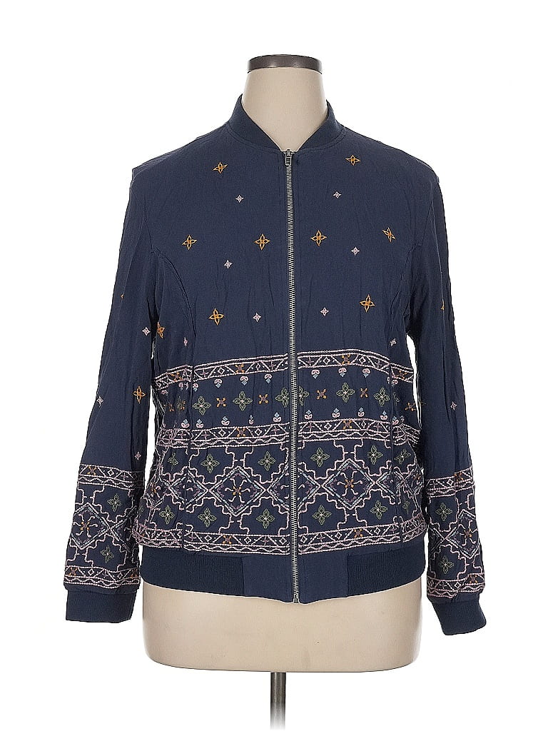 Knox Rose 100% Rayon Stars Blue Track Jacket Size XL - 25% off | ThredUp