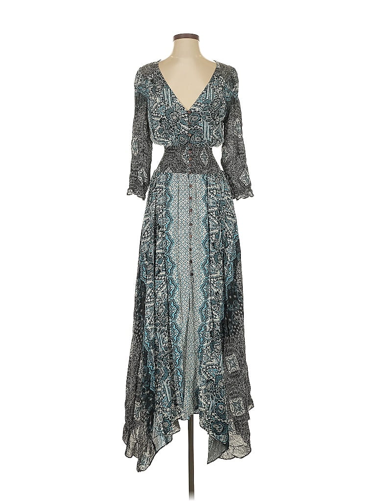 Free People 100% Rayon Paisley Gray Casual Dress Size S - 60% off | ThredUp