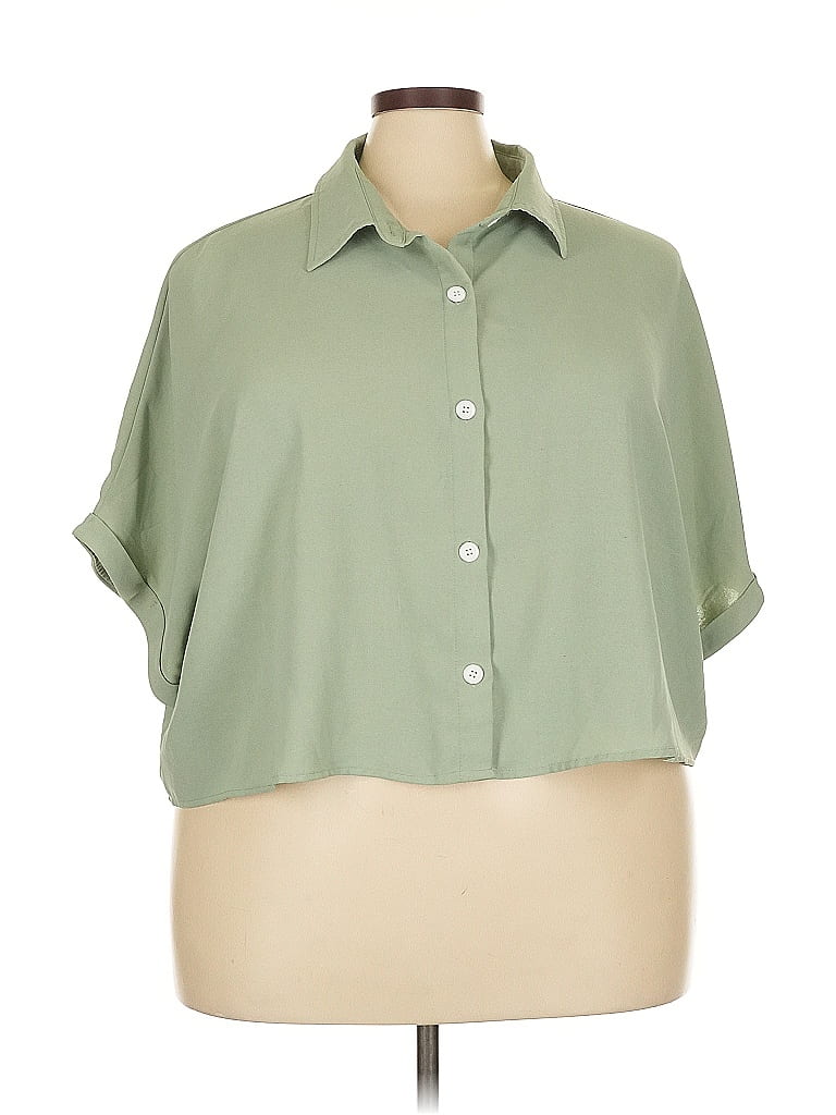 Shein Curve 100% Polyester Green Short Sleeve Blouse Size 4X - 50% off ...