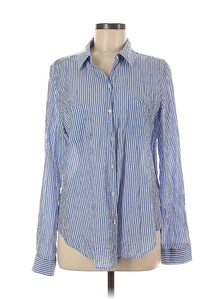 Lilly Pulitzer 100% Cotton Stripes Blue Long Sleeve Button-Down Shirt Size M - 64% off | ThredUp