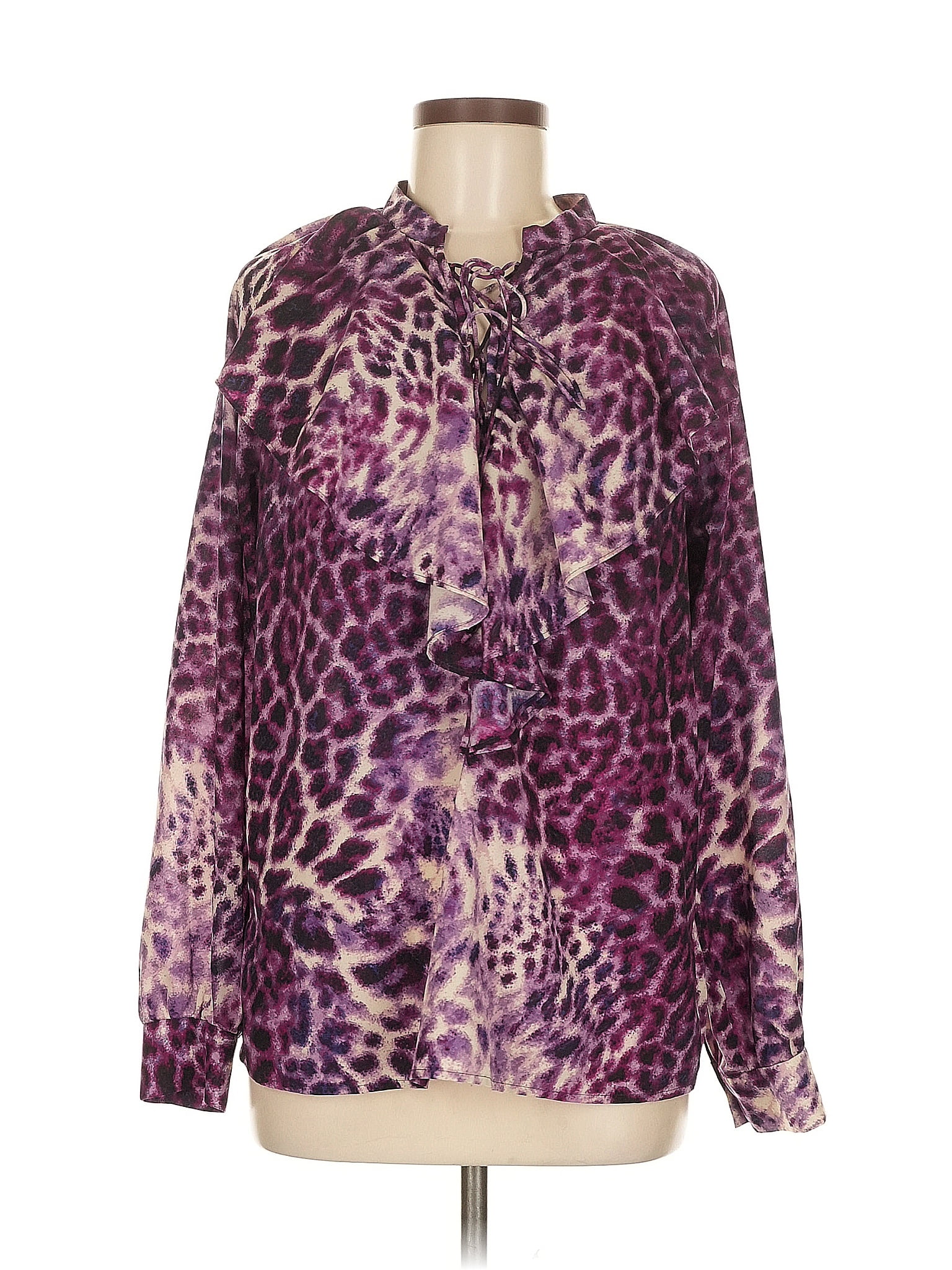 Anne Klein Women Purple Long Sleeve Blouse M | eBay