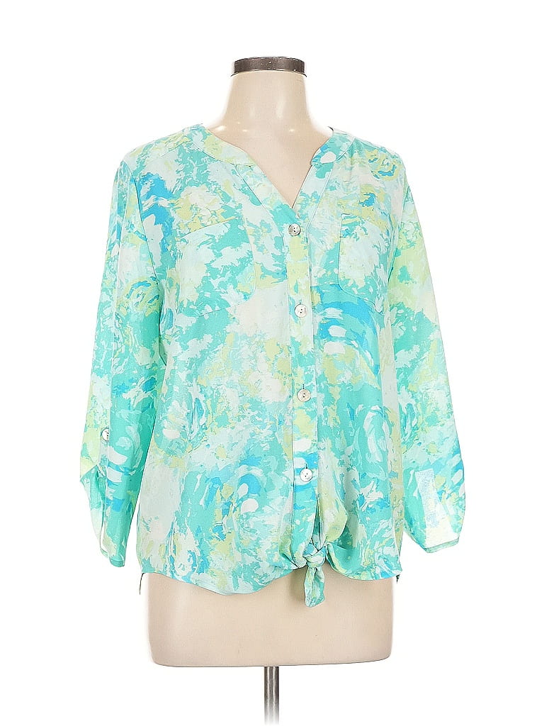 Ruby Rd. 100% Polyester Teal 3/4 Sleeve Blouse Size 12 - 68% off | ThredUp