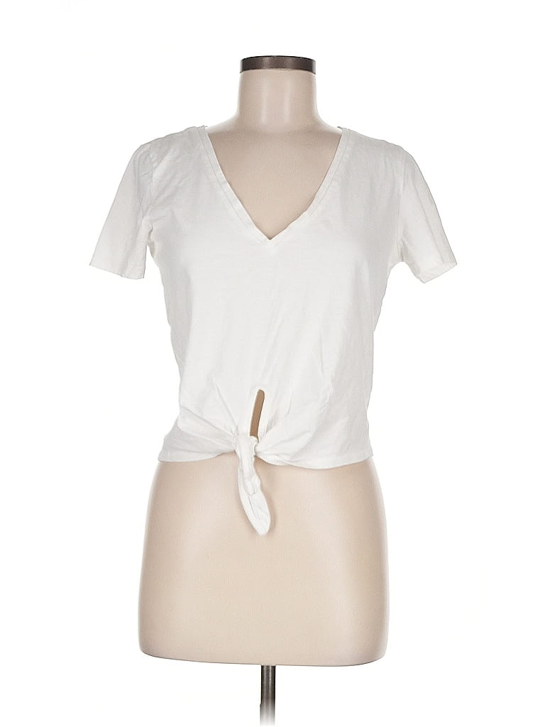 Zara 100% Cotton Ivory Short Sleeve Top Size M - 40% off | ThredUp