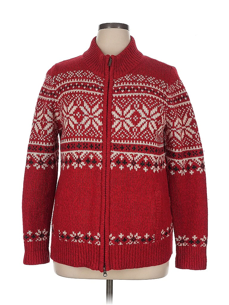 L.L.Bean 100% Lambswool Red Wool Cardigan Size XL - 53% off | ThredUp