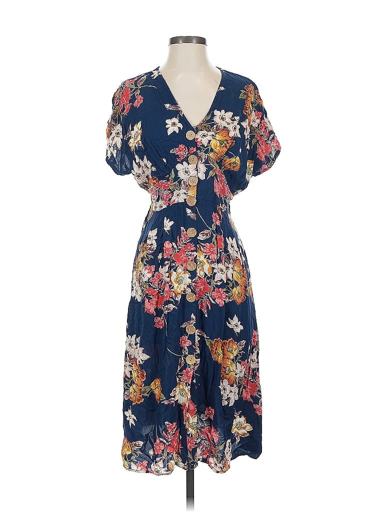 Angie 100% Rayon Floral Blue Casual Dress Size S - 52% off | ThredUp