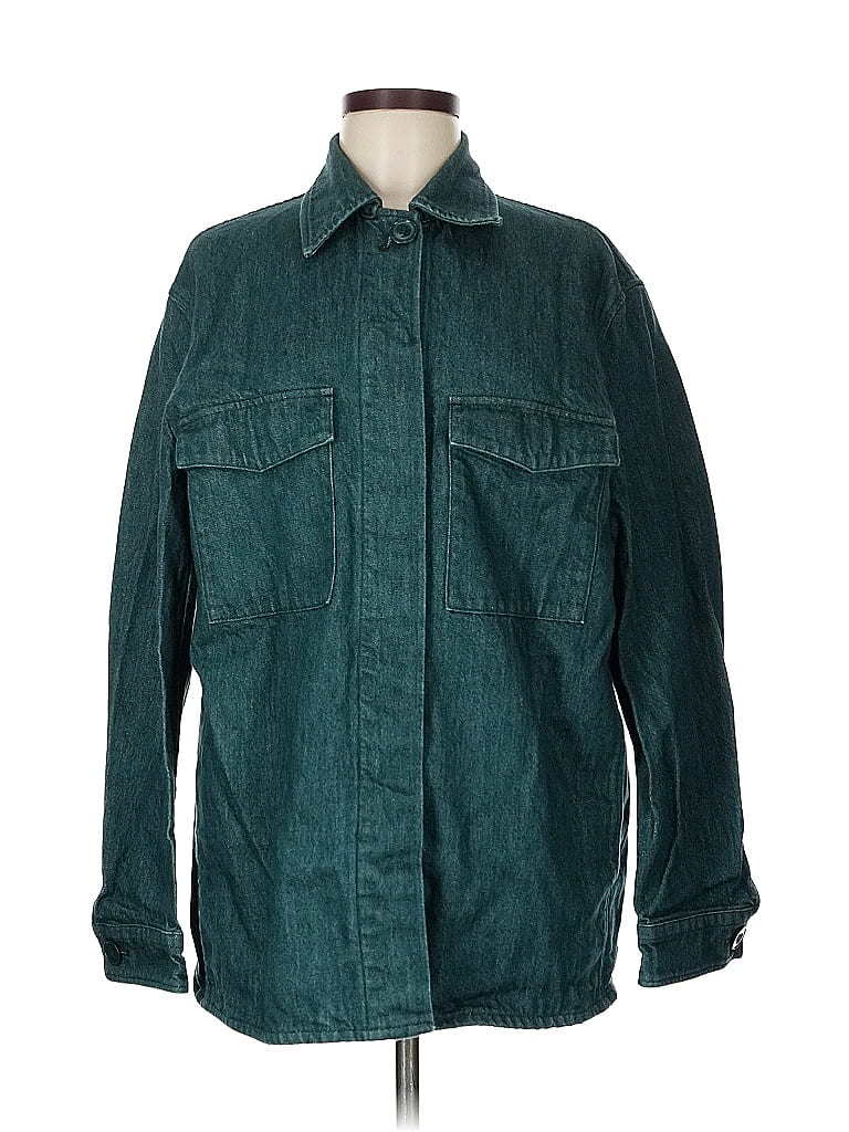 Uniqlo 100% Cotton Teal Denim Jacket Size M - 56% off | ThredUp