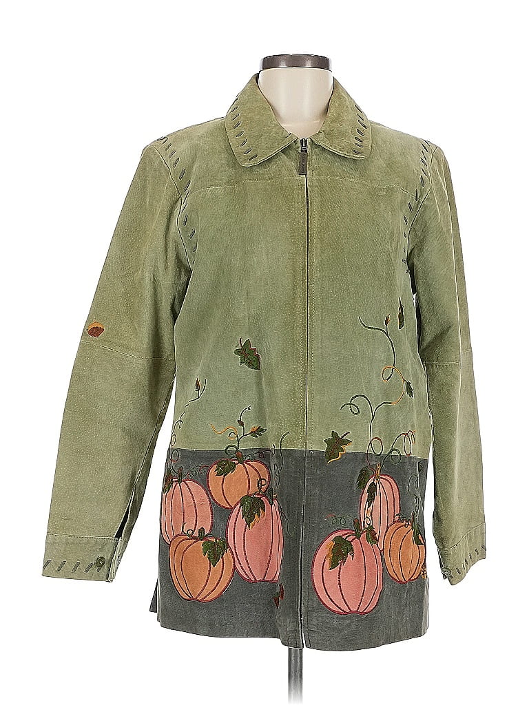 Quacker Factory 100% Leather Green Leather Jacket Size M - 78% off ...