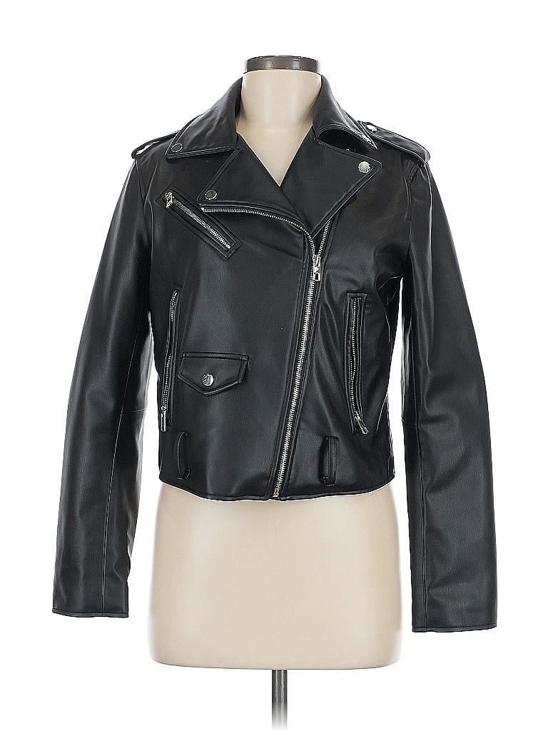 Zara 100% Polyurethane Black Faux Leather Jacket Size M - 42% off | ThredUp