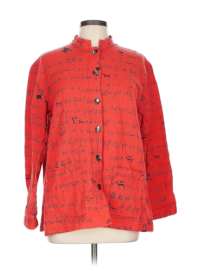 Chico's Design 100% Cotton Red Jacket Size L - 63% off | ThredUp