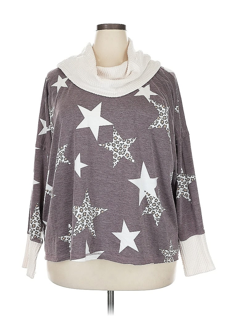 Cato Stars Gray Long Sleeve Top Size 2X - 20% off | ThredUp