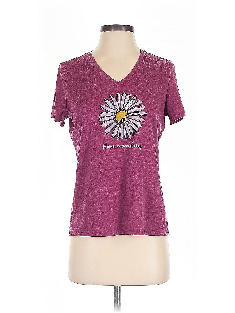 Life Is Good Floral Burgundy Short Sleeve T-Shirt Size S - 43% off ...