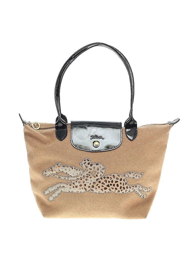 Longchamp Animal Print Gold Tan Wool and Ponyhair Victoire Le Pliage ...