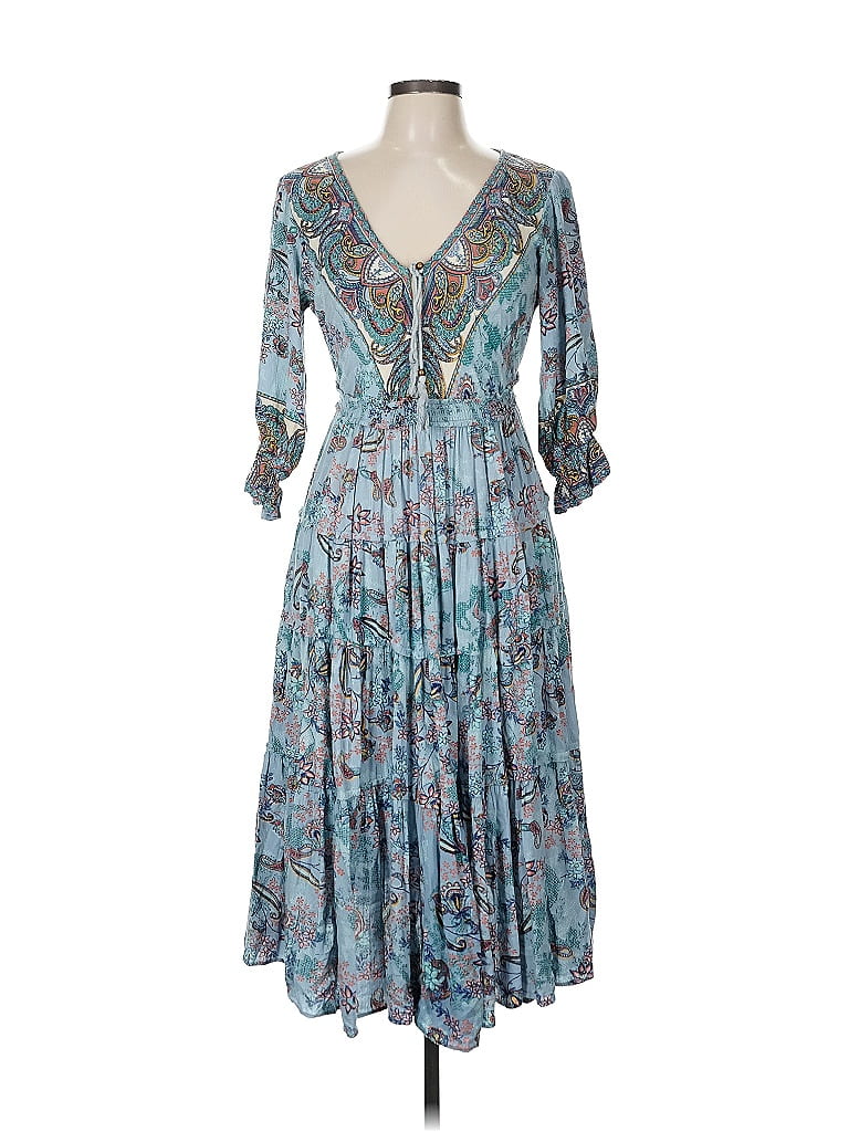 Angie 100% Rayon Paisley Blue Casual Dress Size M - 58% off | ThredUp