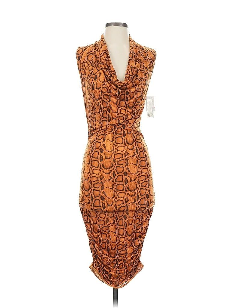 RACHEL Rachel Roy 100% Modal Animal Print Orange Cocktail Dress Size XS ...