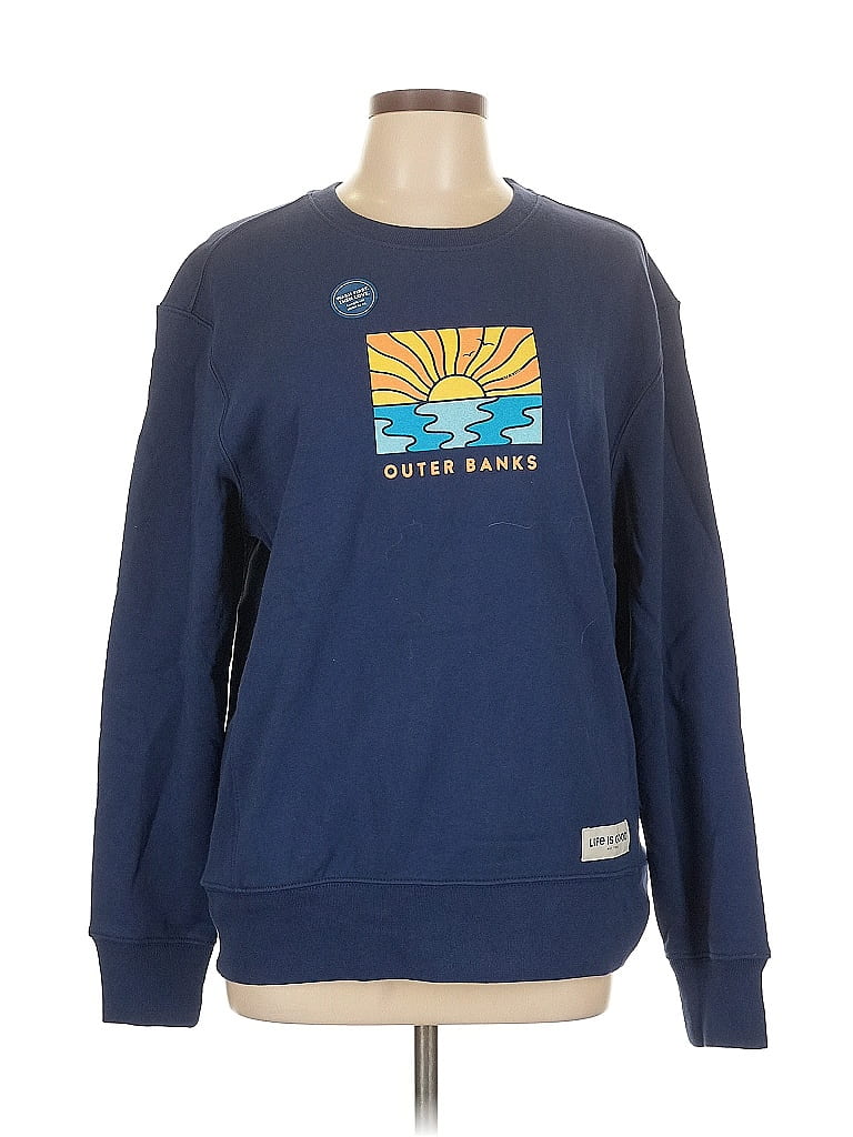 Life Is Good 100% Cotton Blue Sweatshirt Size L - 46% off | ThredUp