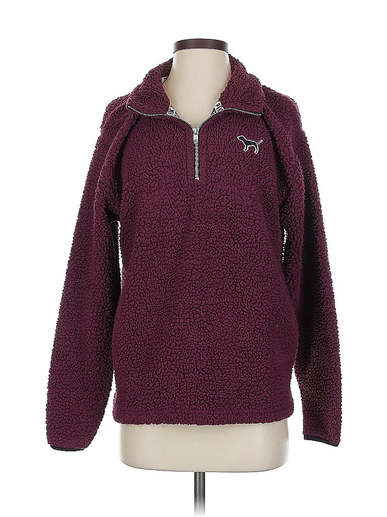 Victoria's Secret Pink 100% Polyester Burgundy Pullover Sweater Size S ...