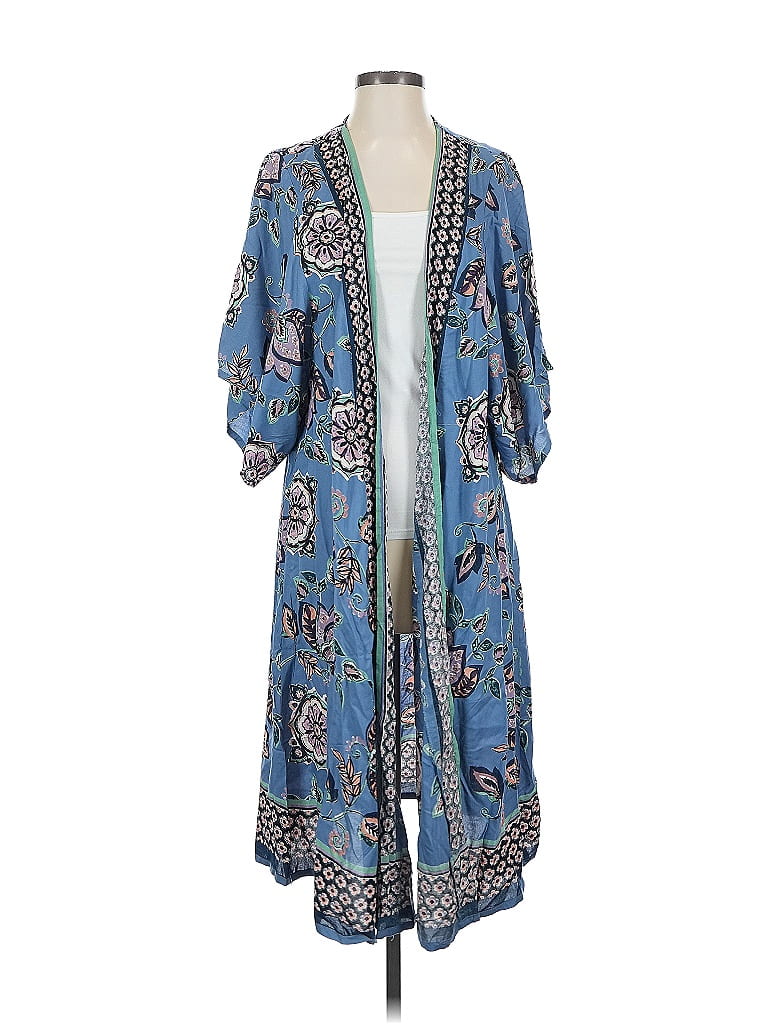 Angie 100% Rayon Blue Kimono Size S - 55% off | ThredUp
