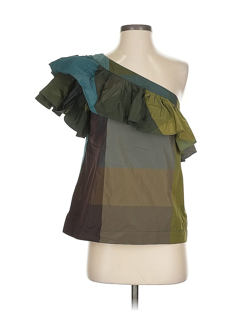 Trina Turk 100% Polyester Color Block Green Sleeveless Blouse Size S ...