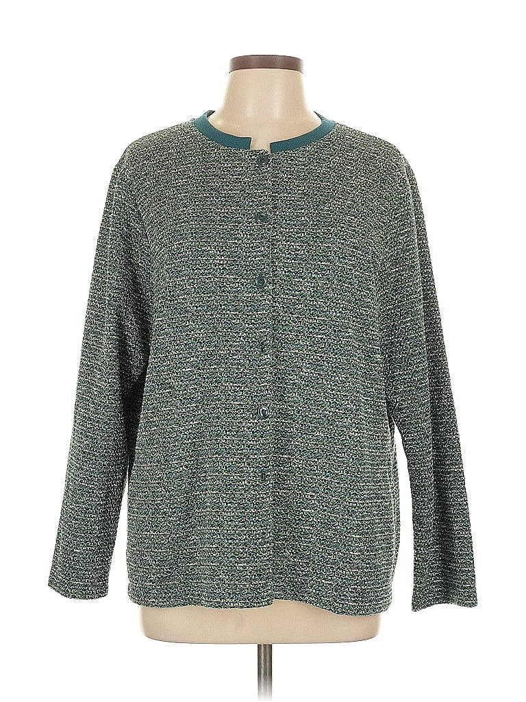 BonWorth Tweed Teal Cardigan Size L - 56% off | ThredUp