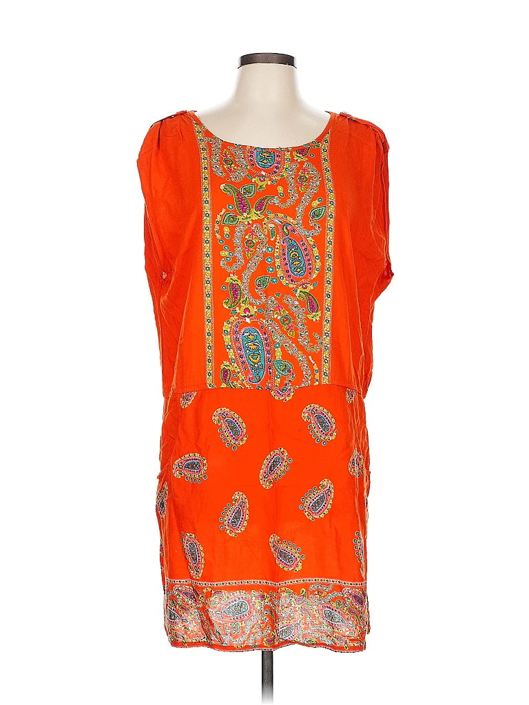 Angie 100% Rayon Paisley Orange Casual Dress Size L - 57% off | ThredUp
