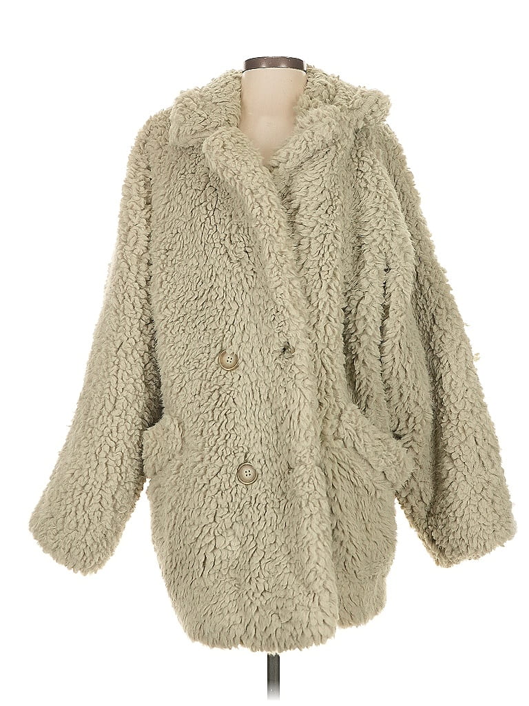 Free People 100% Polyester Ivory Faux Fur Jacket Size S - 63% off | ThredUp