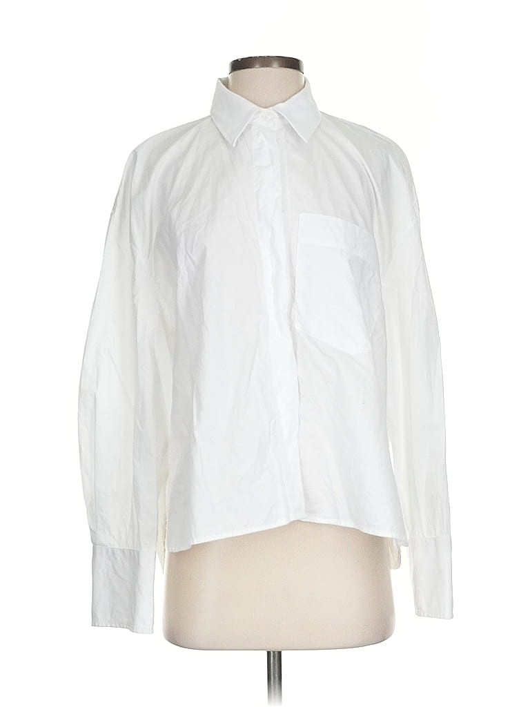 Zara 100% Cotton Solid White Long Sleeve Button-Down Shirt Size S - 48% off | ThredUp