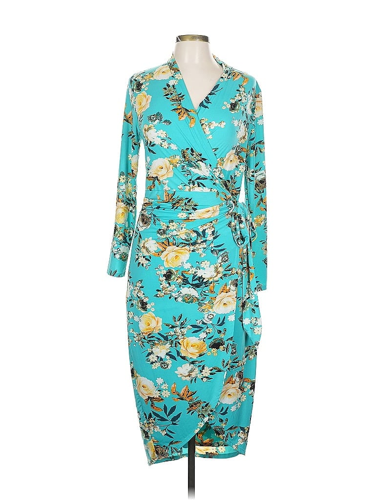 RACHEL Rachel Roy Print Teal Casual Dress Size L - 62% off | ThredUp