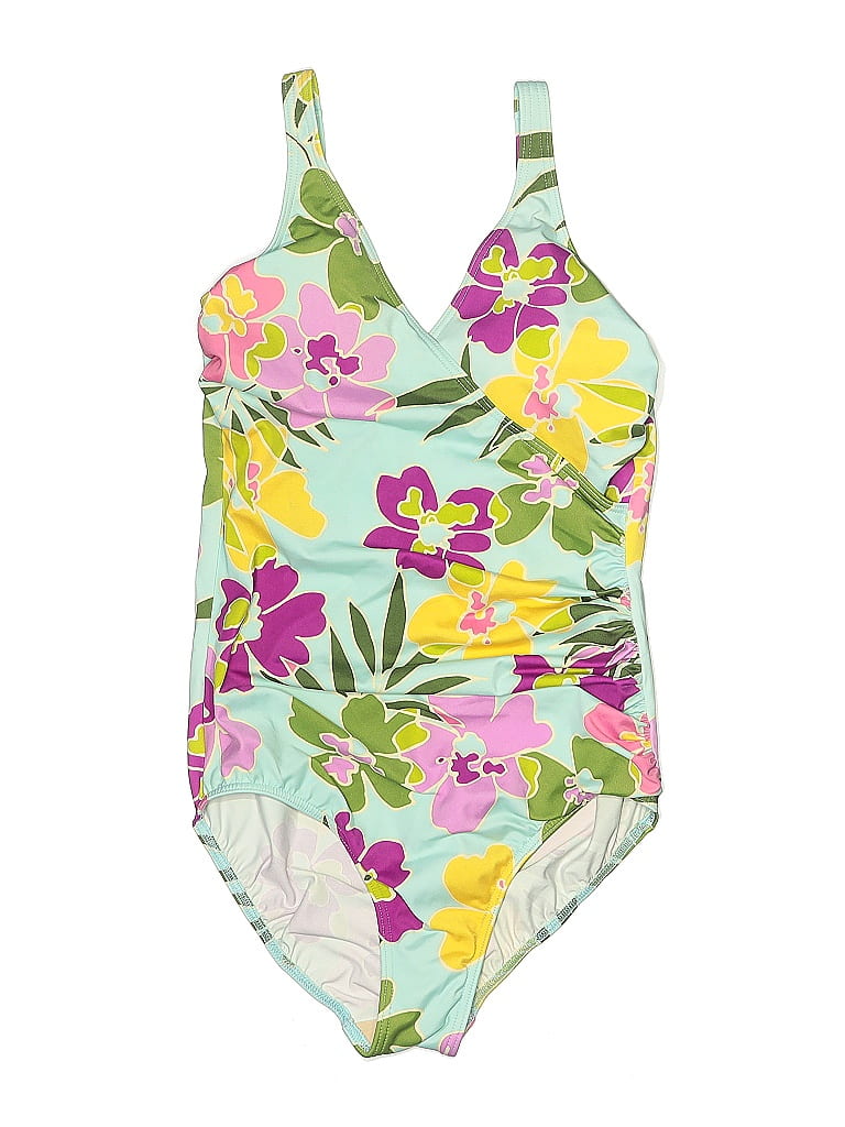 Miraclesuit Floral Green Blue One Piece Swimsuit Size L (estimated ...