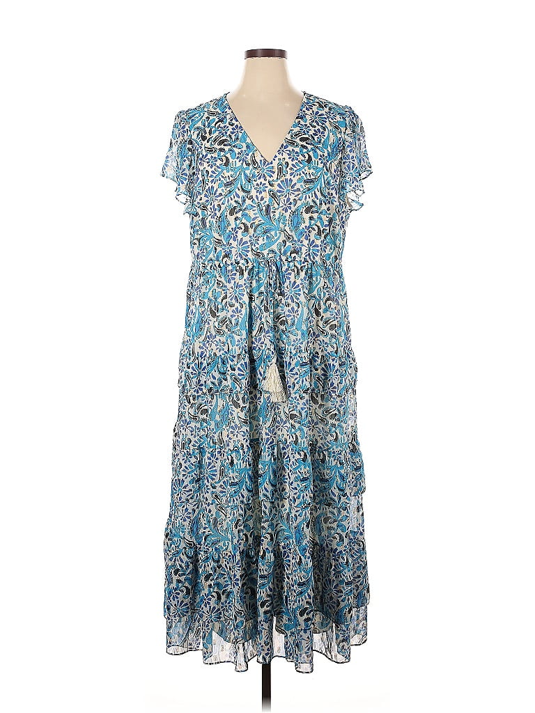 Soft Surroundings 100% Polyester Paisley Blue Casual Dress Size 1X - 59 ...